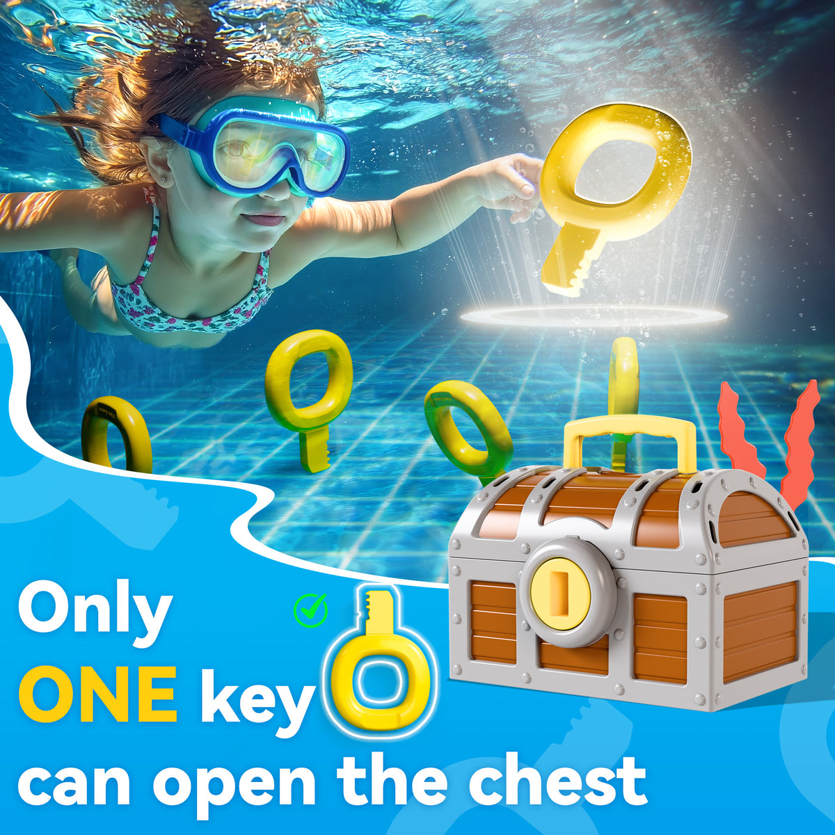 Pool Wave Kids Diving Pool Toy, Treasure Chest Water Dive Game – iPlay ...