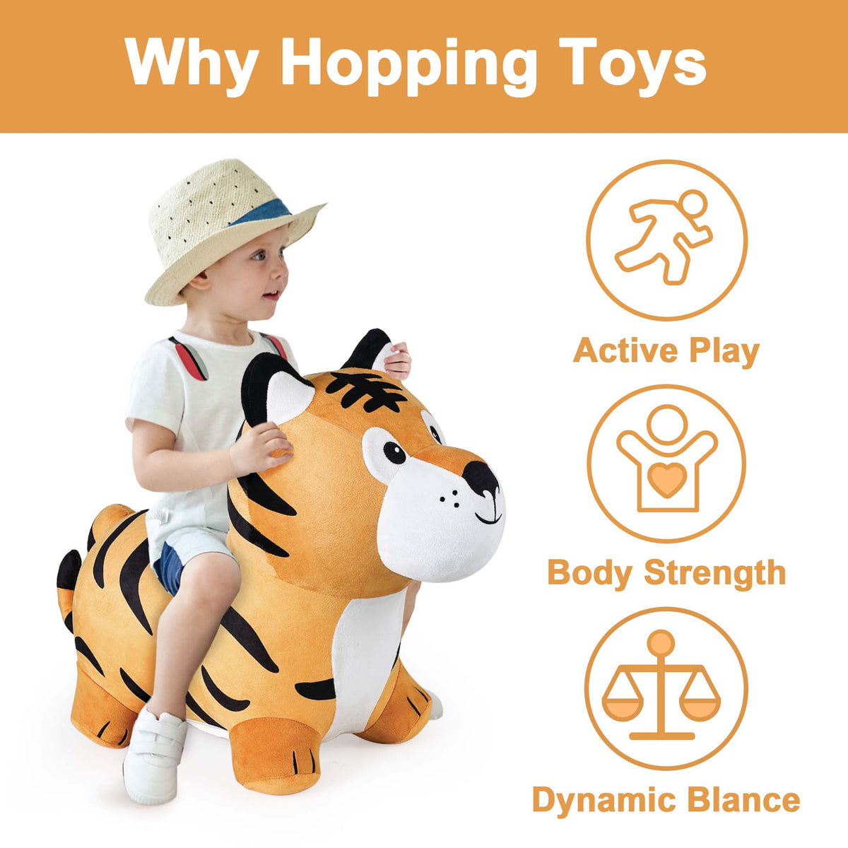 Tiger Bouncy Pals Horse Plush Hopping Animal Toys – iPlay iLearn Toys