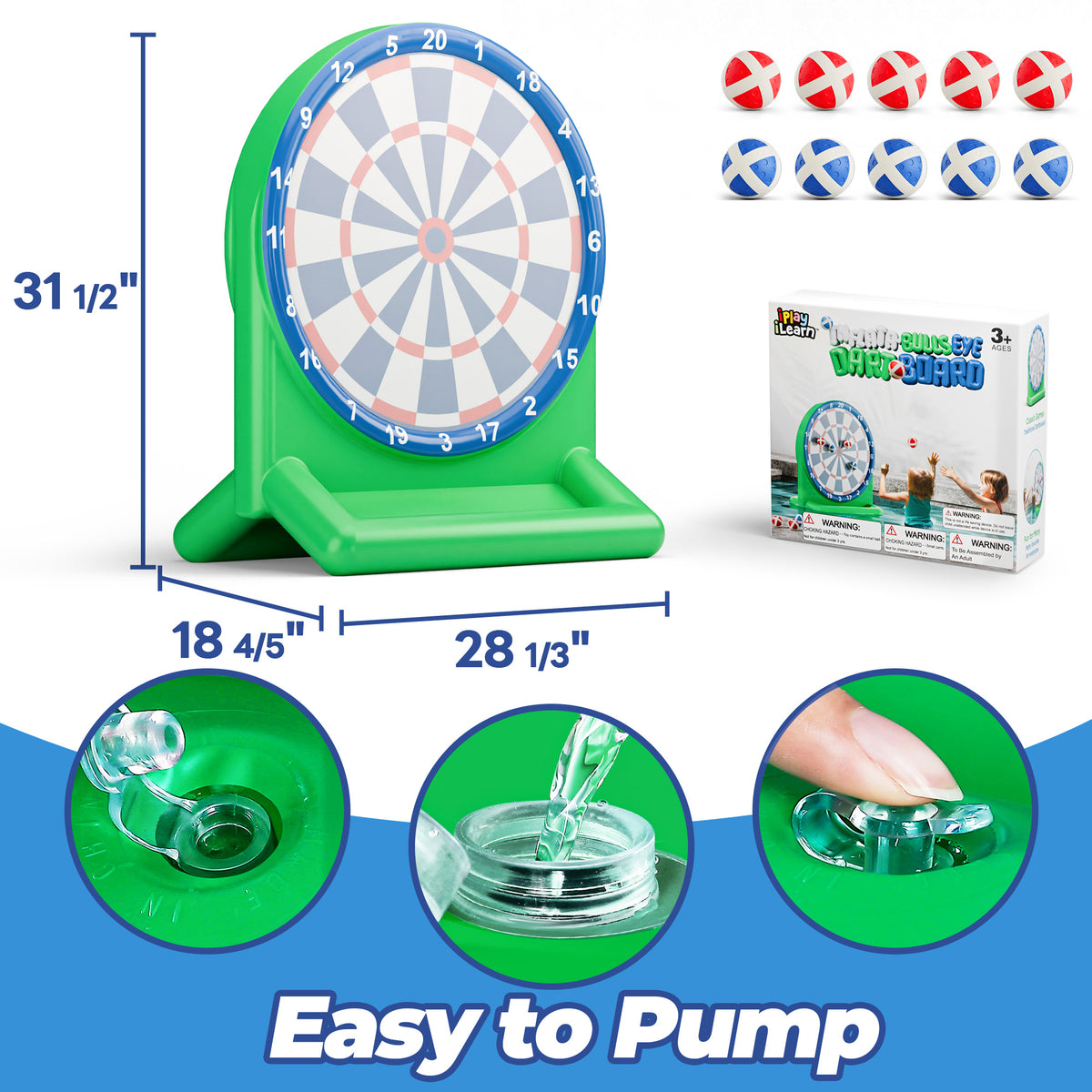 Kids Swimming Pool Toys, Inflatable Floating Dart Board Water Game (gr ...