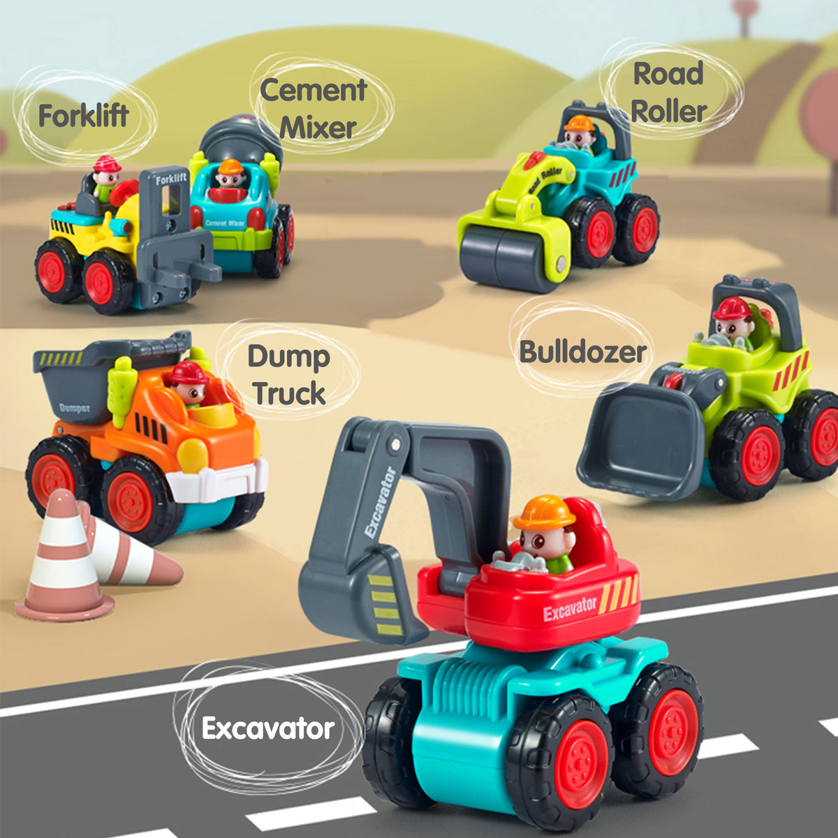 Construction Toy Trucks, Baby Mini Push Go Cars W/ Playmat – iPlay ...