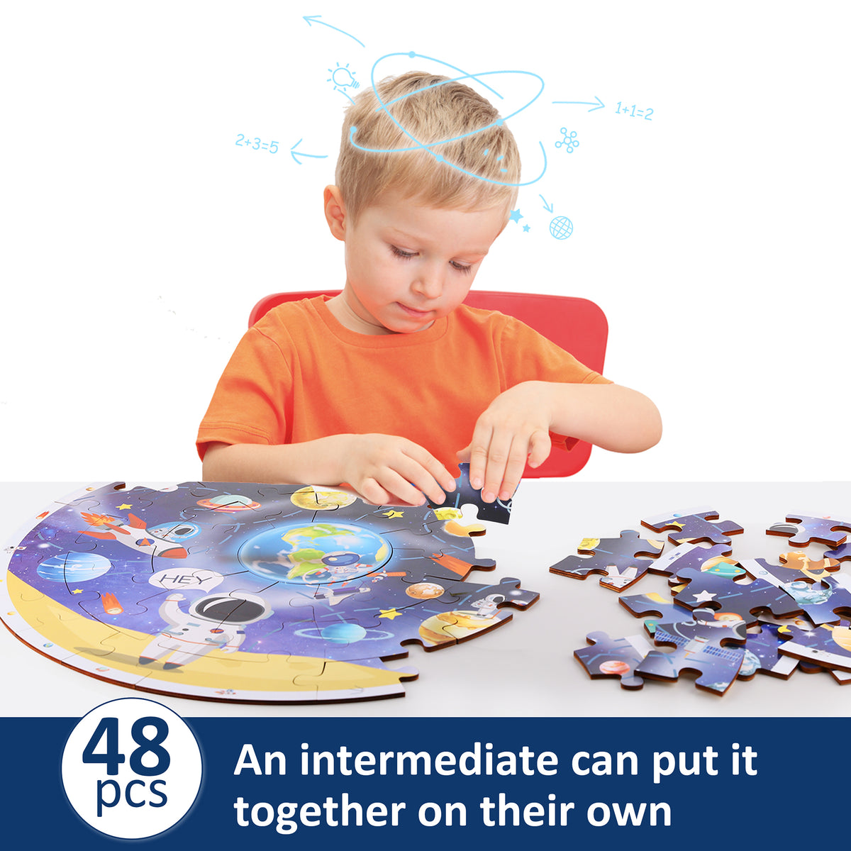 iPlay, iLearn Wooden Solar System Round Space Planets Jigsaw Puzzle ...