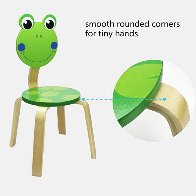 2 PCS Cute Frogs Wood Animal Kids Chair Sets – iPlay iLearn Toys
