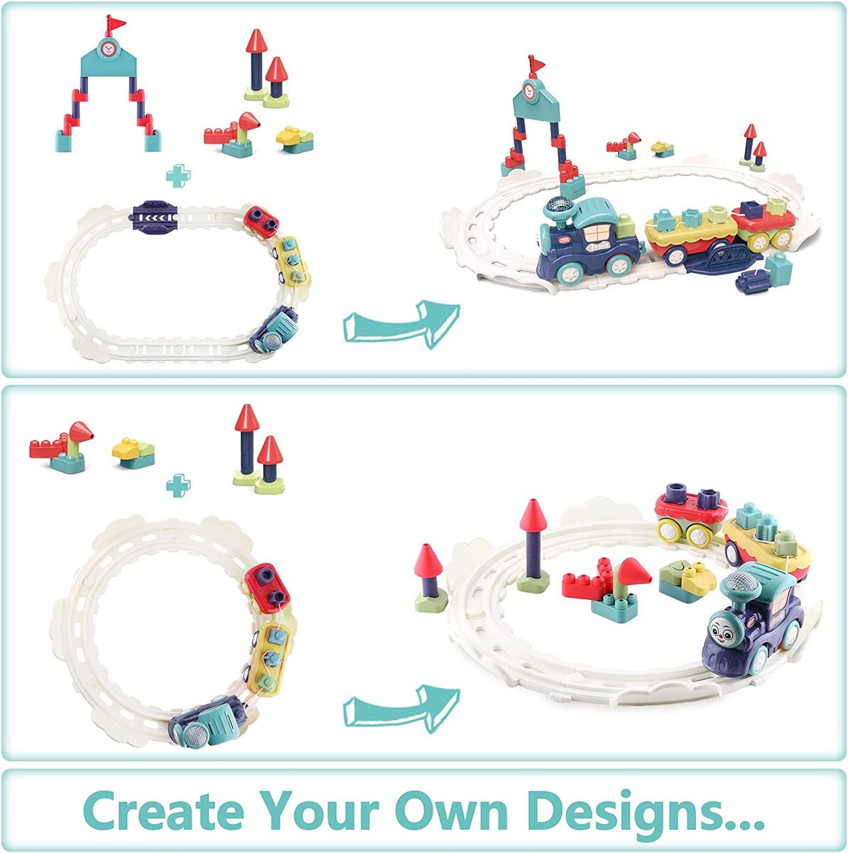 iPlay, iLearn Toddler Train Set Toy with Lights & Sound for Boys Girls ...